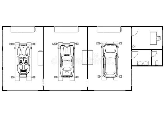 Schematic Plan of a Car Service 3d Illustration of Floor Plan of Car ...
