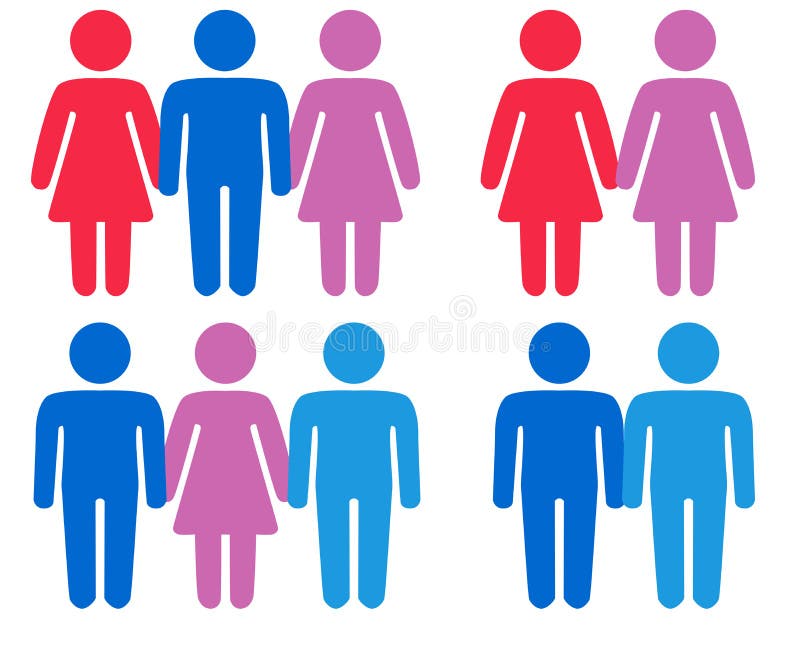 Schematic Representation of Polyamoric Relations between Three People. Polyamory Conceptual ...