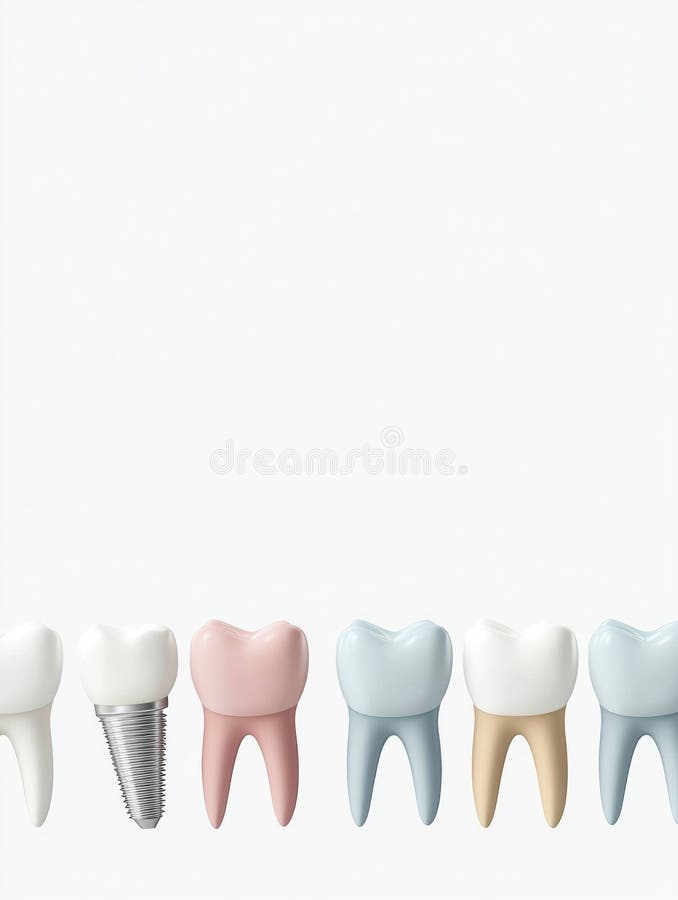 Schematic Representation Showing a Row of Teeth with Colored Dental ...