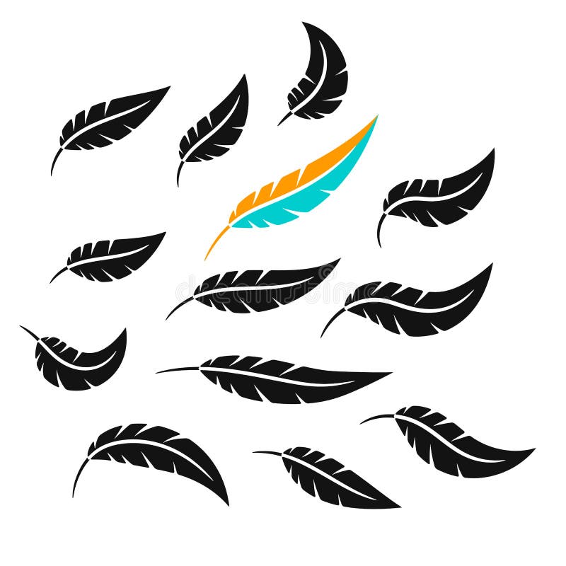 Schematic Simple Icon Feather. Silhouette and Stencil Stock ...