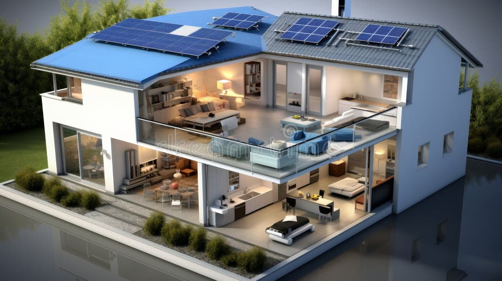 Schematic of Solar Power System Solar Panel, Inverter, and Battery ...