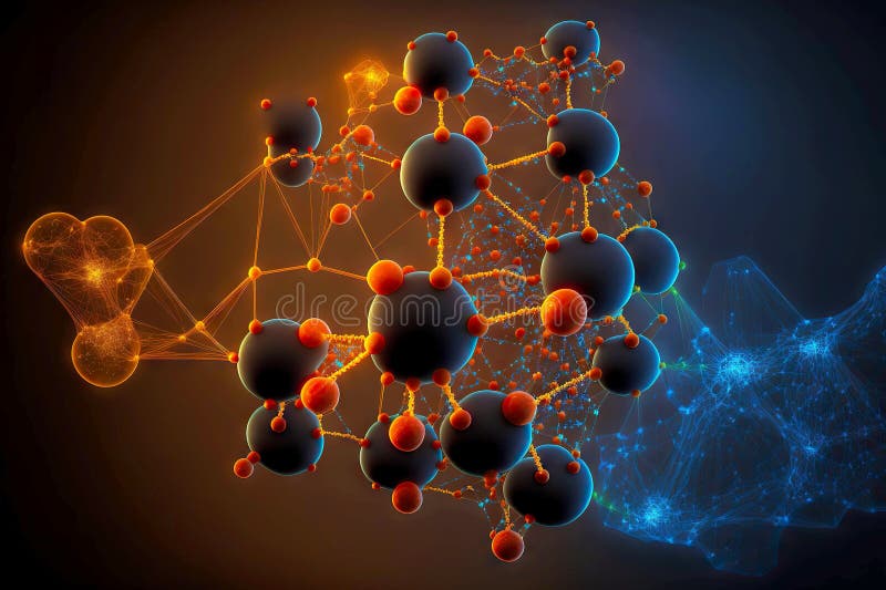 Schematic Structure of Molecule Closeup Consisting of Spheres and ...