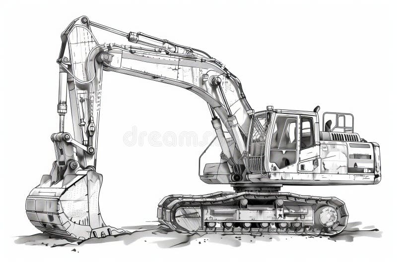 Line Drawing Excavator Stock Photos - Free & Royalty-Free Stock Photos ...