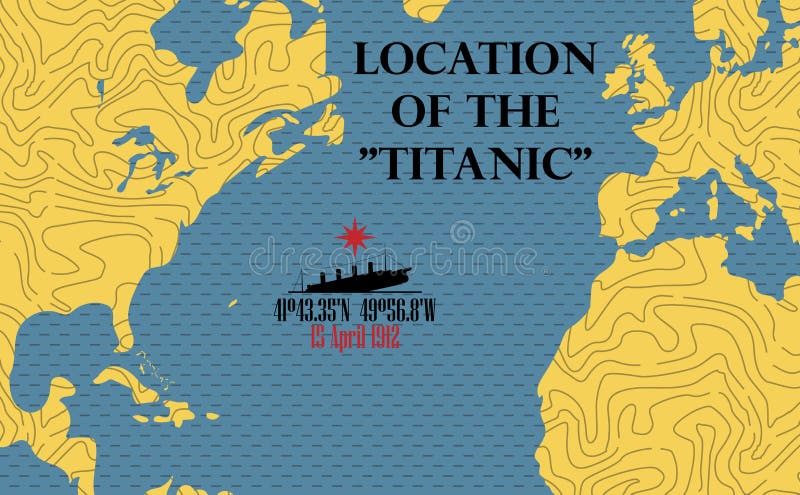 Schematic Vector Map of the Place Where the Titanic Sank Stock Vector ...