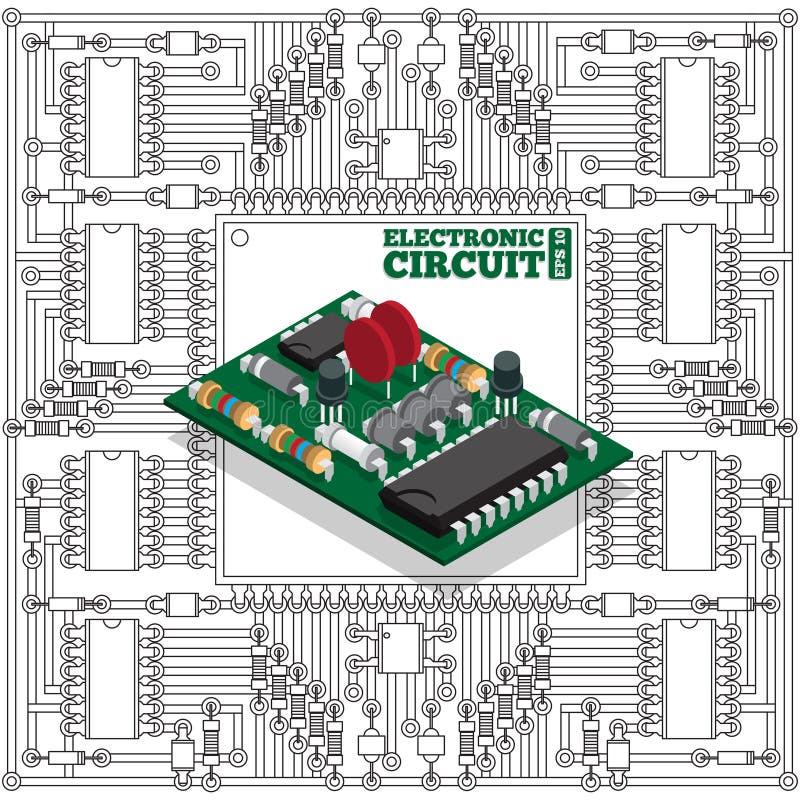The Electronic Board on a Blue Background. Stock Vector - Illustration ...