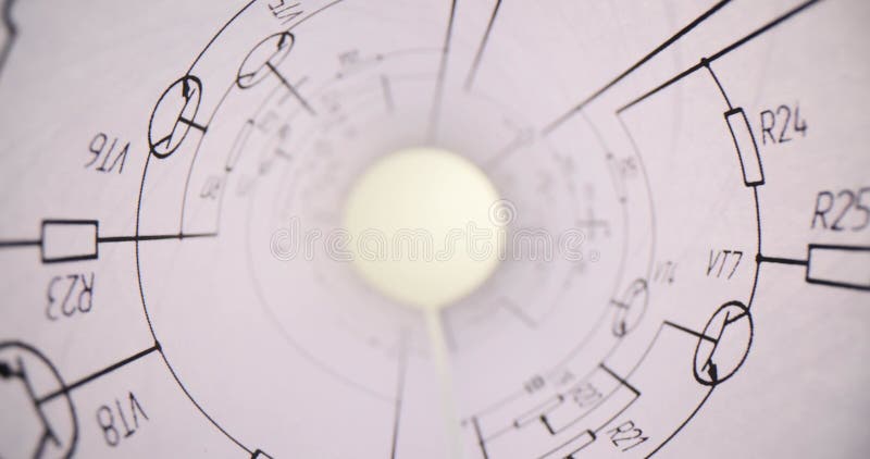 Scheme with Engineering Components on Rolled Paper Sheet Stock Footage ...