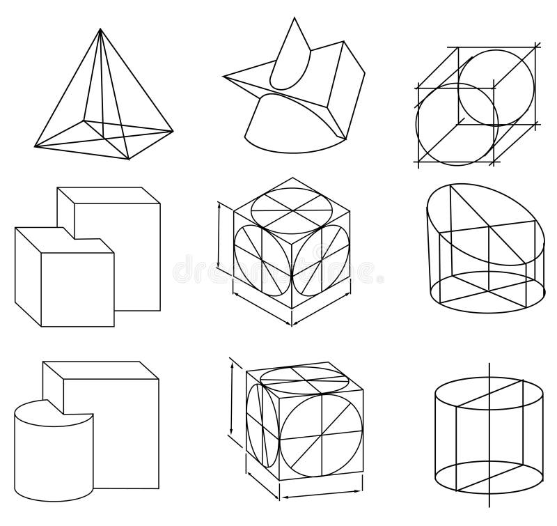 Scheme of Geometrical Objects Stock Vector - Illustration of draft ...