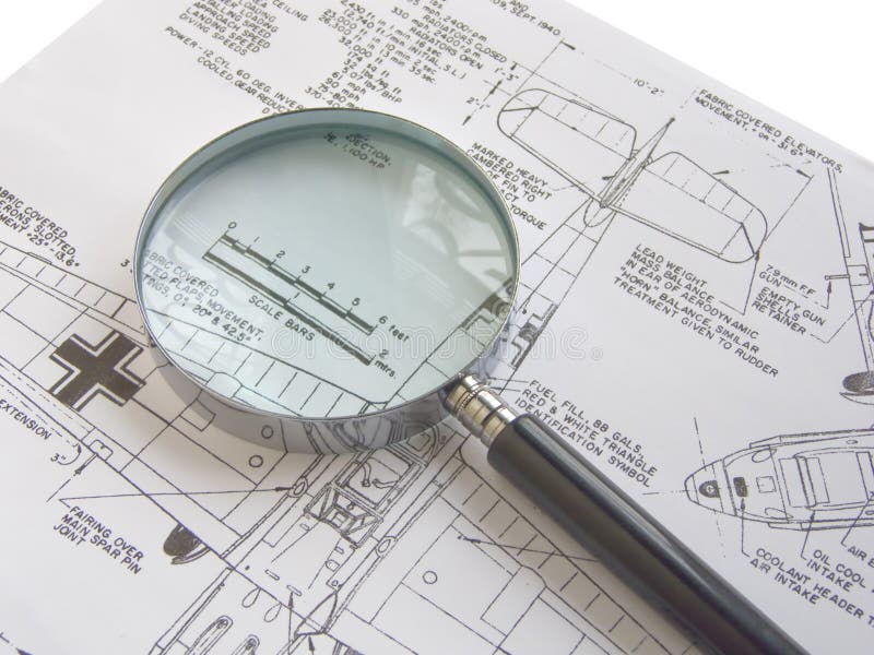 Scheme with Magnifying Glass Stock Image - Image of arrangement, draft ...