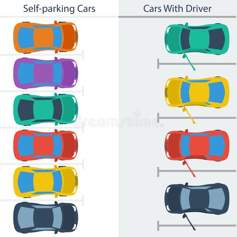 Scheme Parking Normal Cars and Self-driving Ones Stock Illustration ...