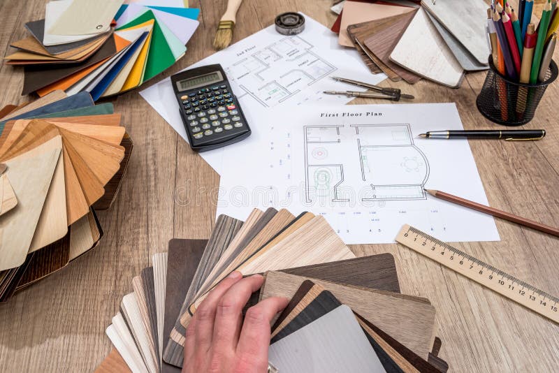 Scheme Plan House with a Palette of Colors Stock Photo - Image of ...