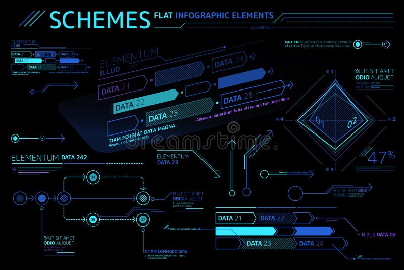 Schemes Flat Infographic Elements Collection Stock Vector ...