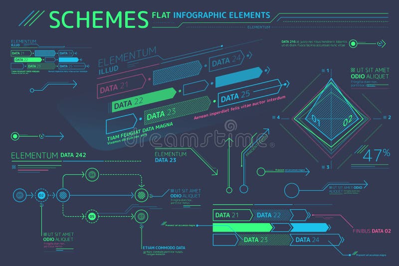 Schemes Flat Infographic Elements Stock Vector - Illustration of ...