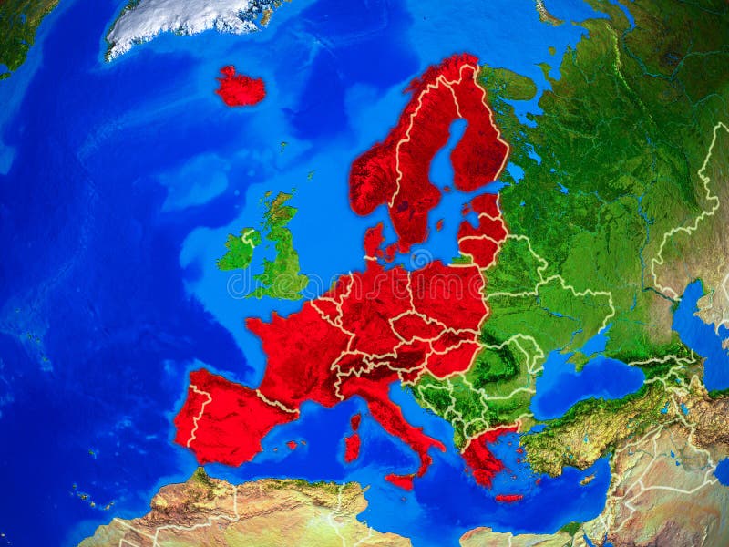 Schengen-Raum-Mitglieder Mit Flaggen Auf Karte Stock Abbildung ...