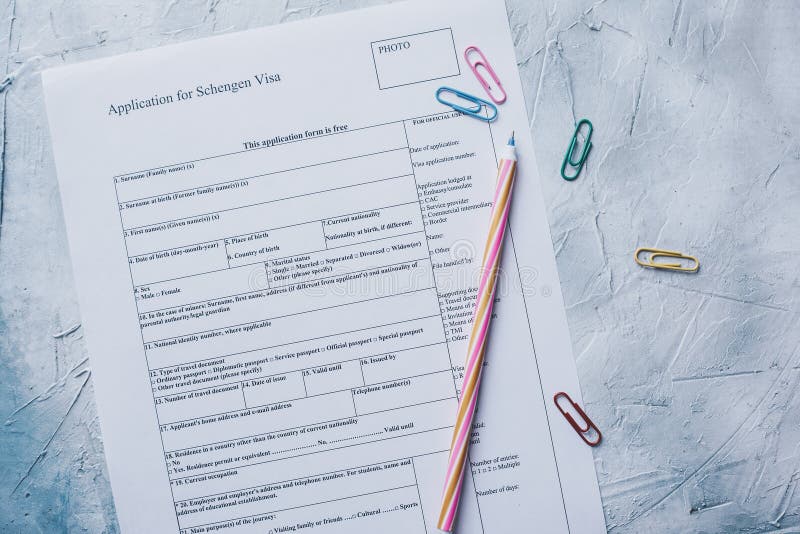 Schengen Visa Application Form Stock Photo - Image of clip, text: 154466872