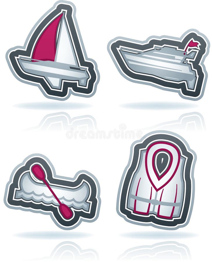 Schepen en boten vector illustratie. Illustration of rood - 28963627