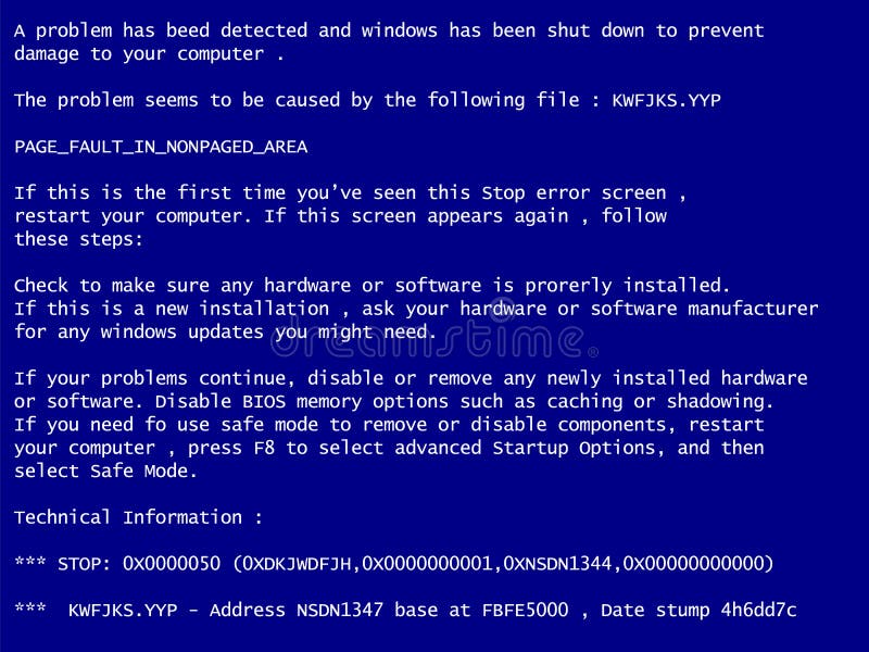 Schermo Blu Della Morte, Rapporto Di Guasto Del Sistema Illustrazione ...