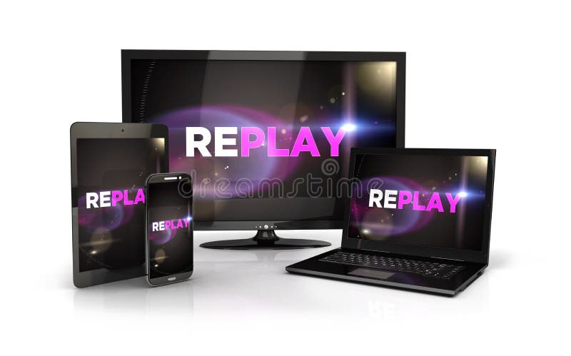 Schermo Di Replay 3d Sui Dispositivi Del Computer Illustrazione di ...