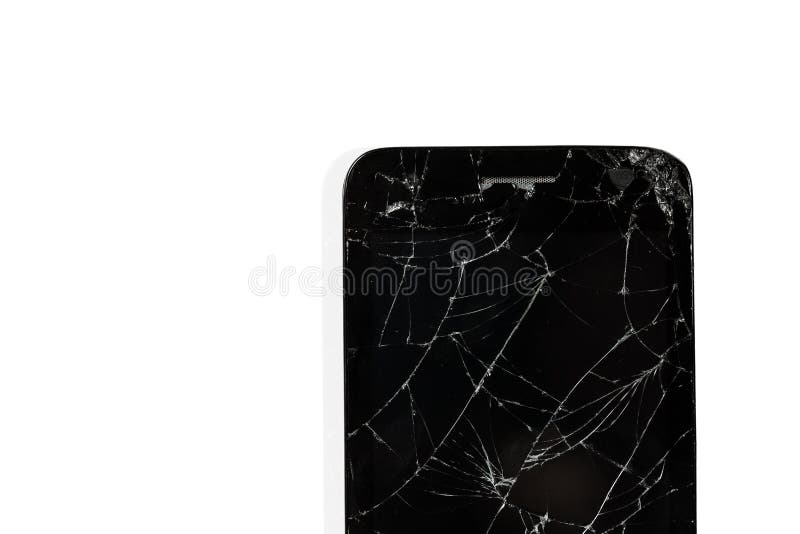 Schermo Incrinato Di Fotografia Nera Mobile Di Vista Superiore Di Vetro ...