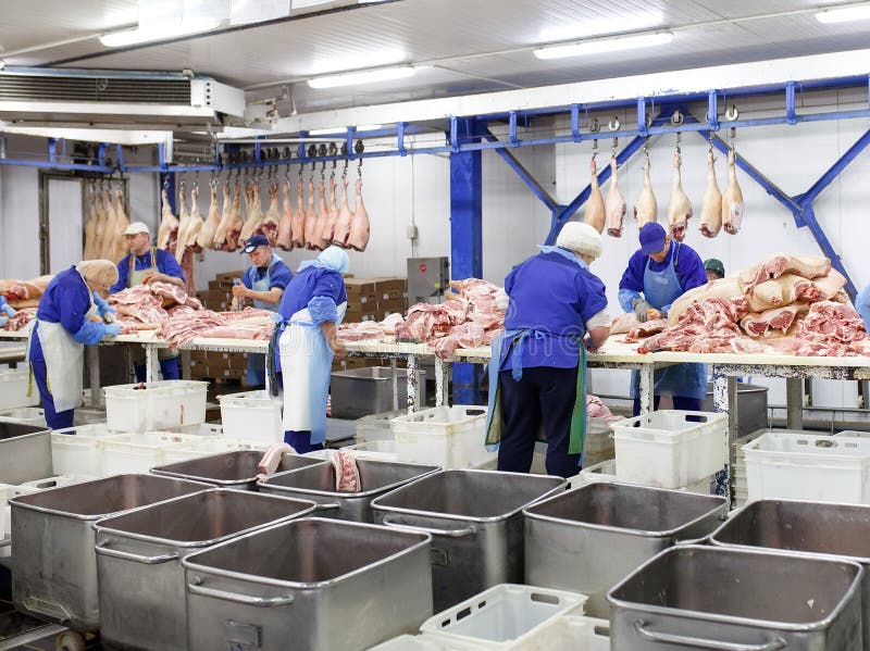 Scherp Vlees in Slachthuis Bij De Vlees Productie Stock Foto - Image of ...