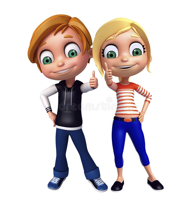 Scherzen Sie Mädchen Und Kinderjunge Mit Thums Werfen Oben Auf Stock ...