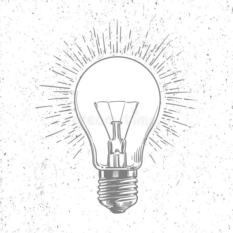 De Lamp Van Het Idee. Het Symbool Van Grunge Van Gloeilamp Vector ...