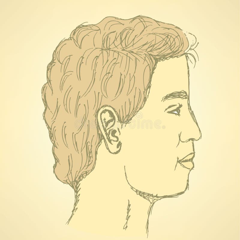 Schets Leuke Mens in Profiel Vector Illustratie - Illustration of ...