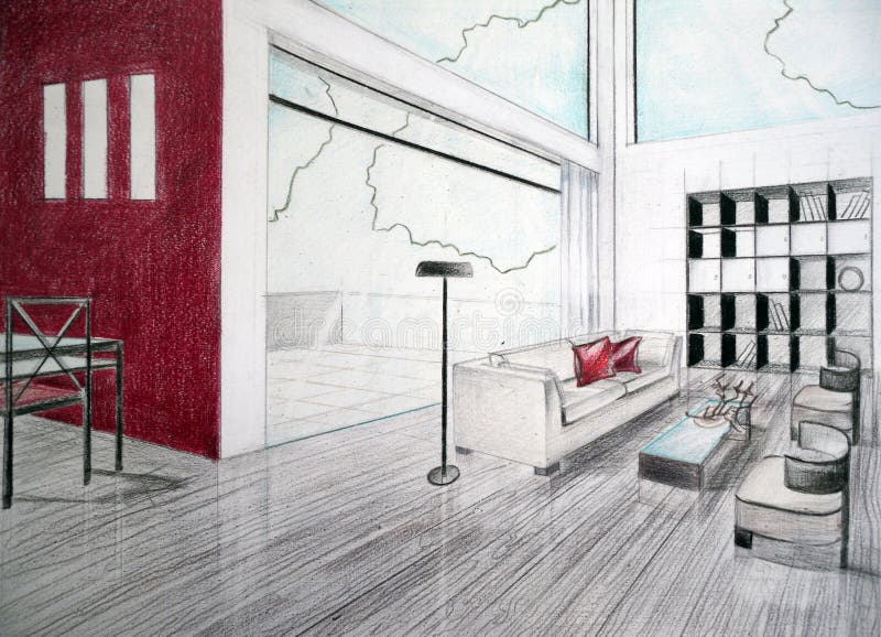 Schets van interieur stock illustratie. Illustration of verfrissing ...