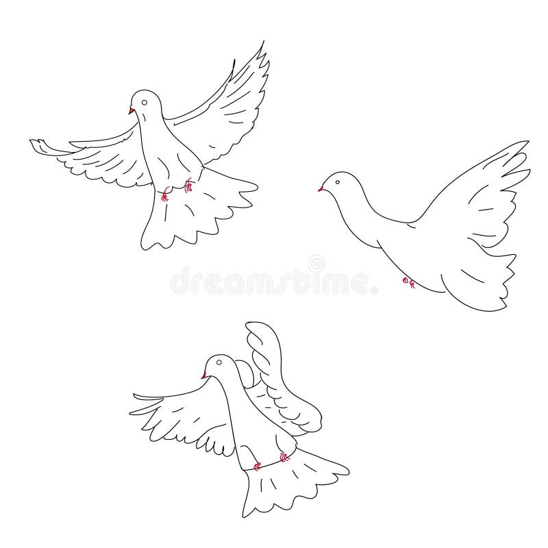 Het Vliegen De Vectorreeks Duifschets Van De Vector Illustratie ...