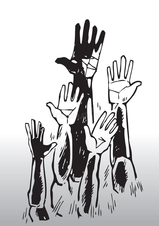 Schets Van Zwaaiende Handen Vector Illustratie - Illustration of bereik ...