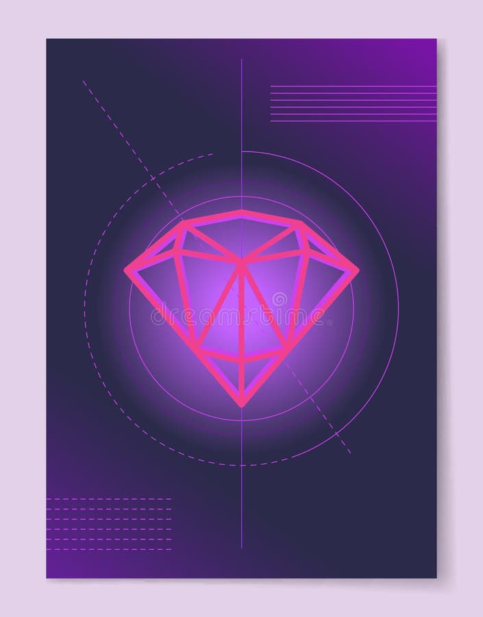 Schets Van Kostbare Diamant Op Het Kristal Van Cirkellijnen Vector ...