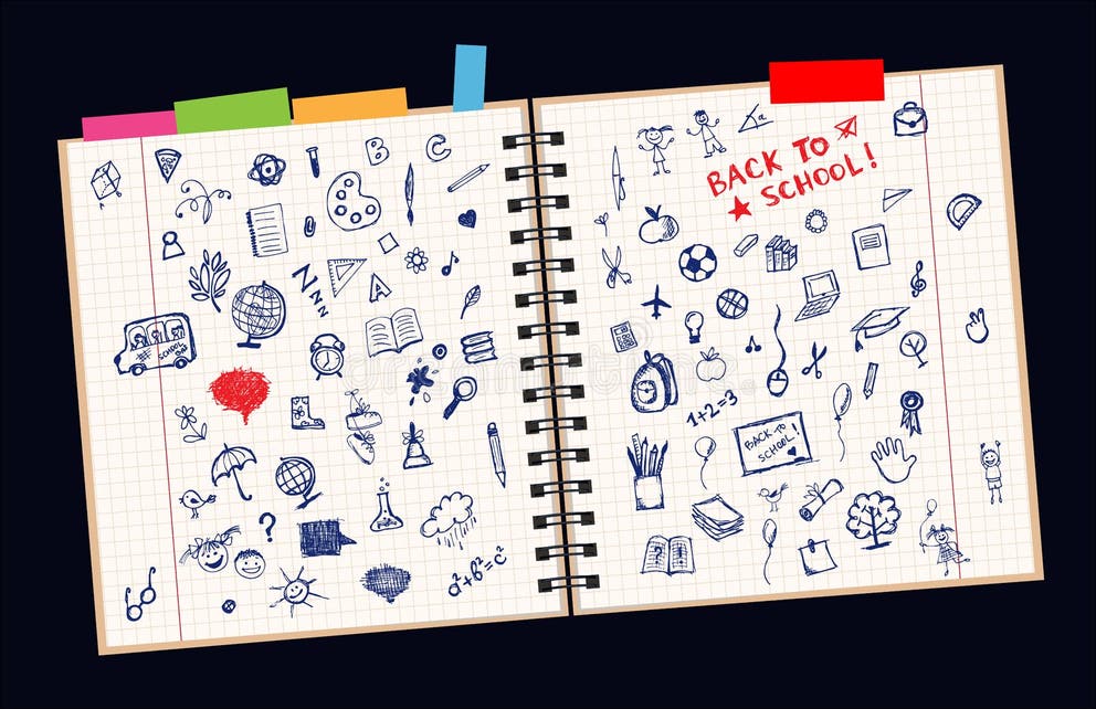 Schetsen Op Pagina, Concept School Vector Illustratie - Illustration of ...