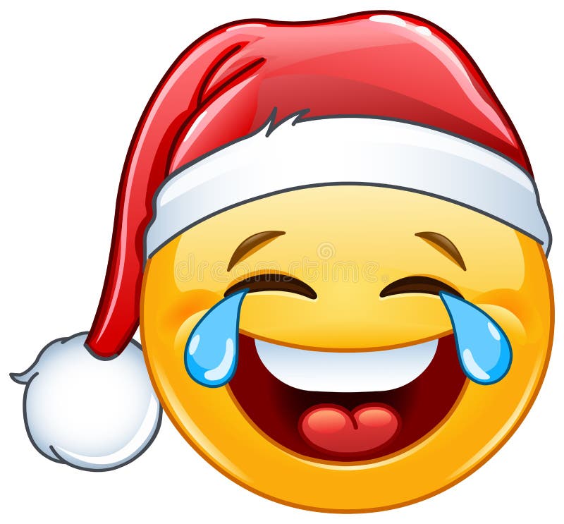 Kerstmis emoticon met klok vector illustratie. Illustration of vrolijk ...