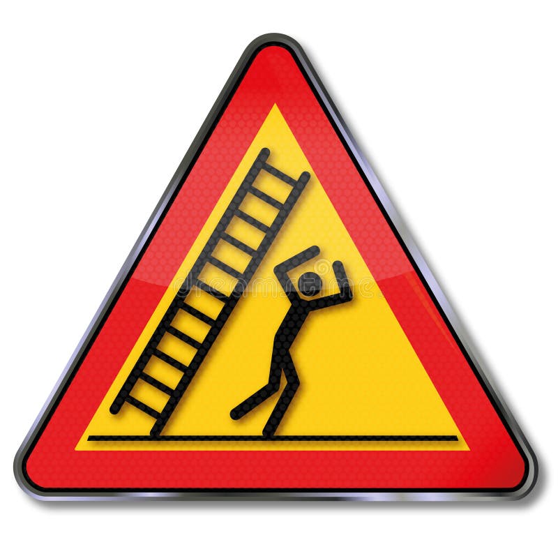 Danger Falling Ladder and Fall on the Head Stock Vector - Illustration ...