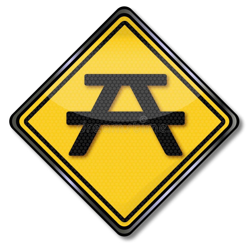 Sign with a park bench stock vector. Illustration of attention - 136583022