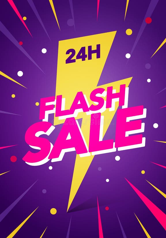 Vector Illustration 24 Hour Flash Sale Bright Banner Stock Vector ...