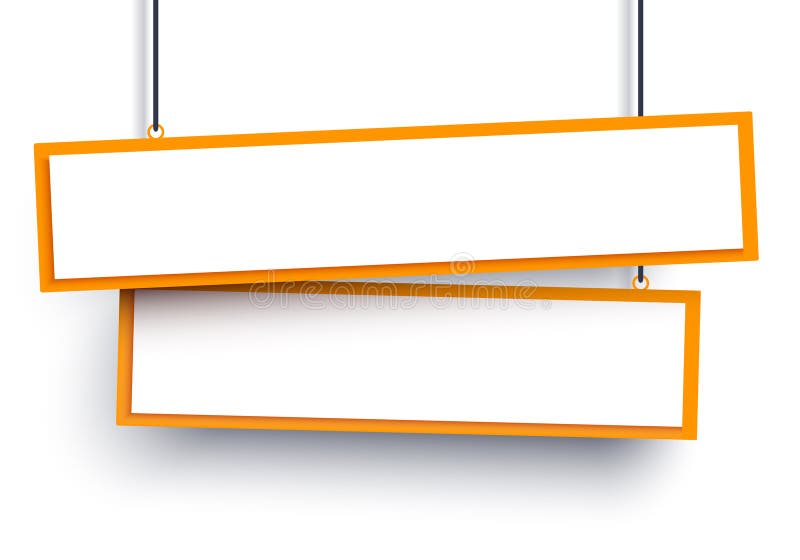 Two Hanging Blank Signs with Orange Frame Stock Vector - Illustration ...