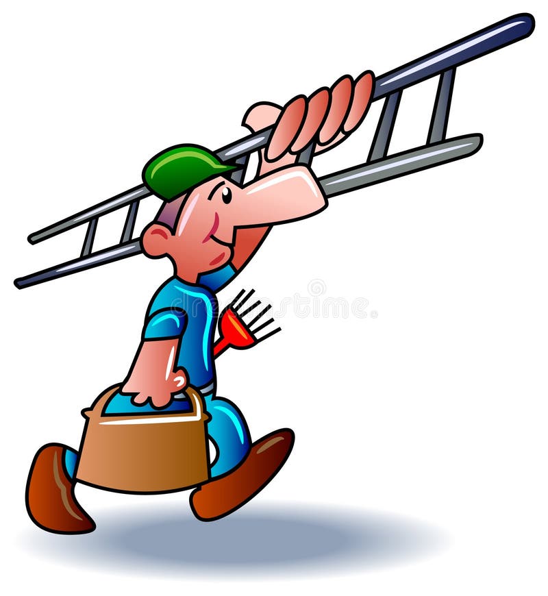 Schilder Die Loopt Met Verfblik En Ladder Vector Illustratie ...