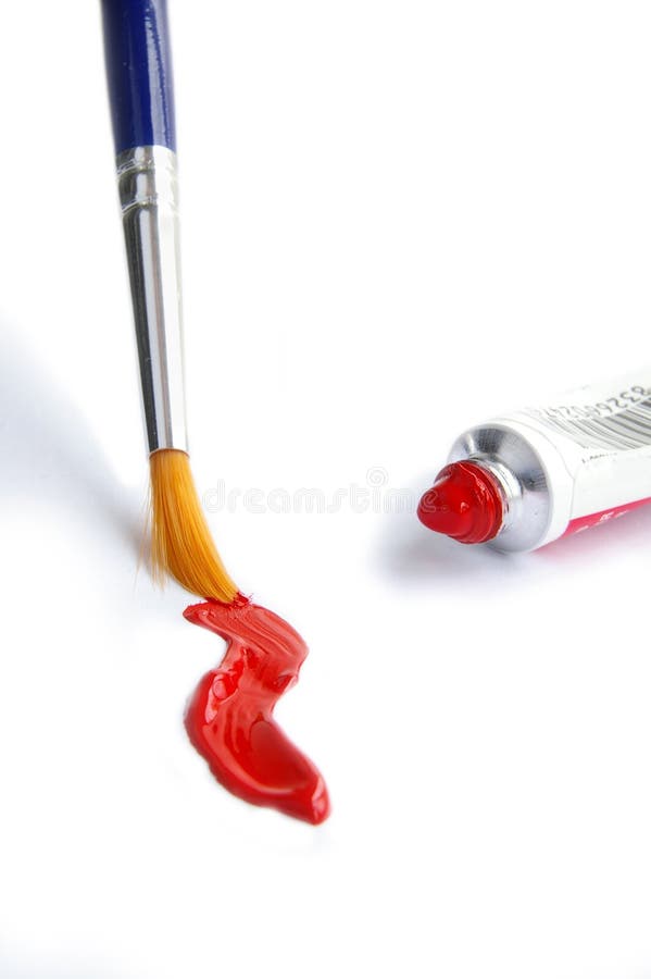 Rood verf en penseel stock foto. Image of verf, klasse - 7000488