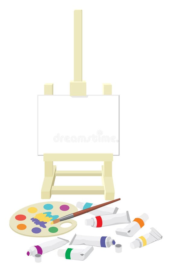 Ezel, palet en verf vector illustratie. Illustration of acryl - 4668867
