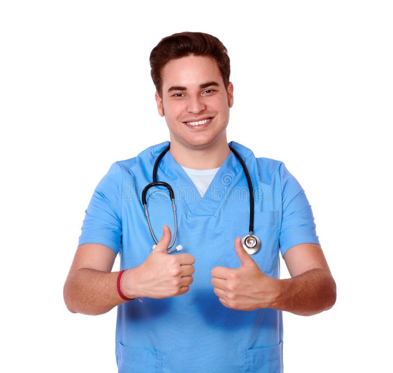 Verpleger Die Met Stethoscoop Een Lege Kaart Houden Stock Foto - Image ...