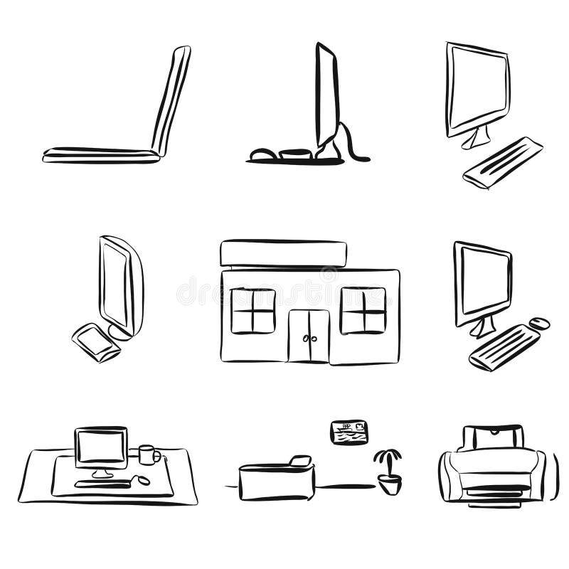 Insieme Disegnato A Mano Dell'icona Di Vettore Di Arte Di Desktop ...