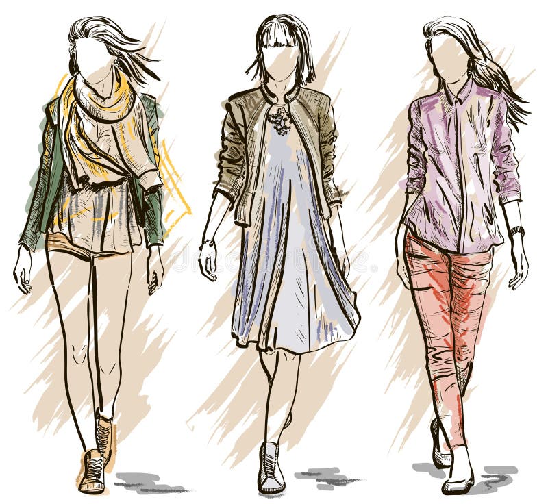 Modelli Di Illustrazione Di Moda Modelli Di Moda Nell'inverno Di