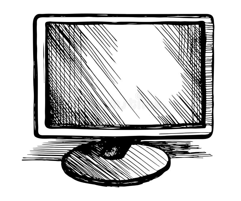 Schizzo Di Vettore Del Monitor Del Computer Illustrazione Vettoriale ...