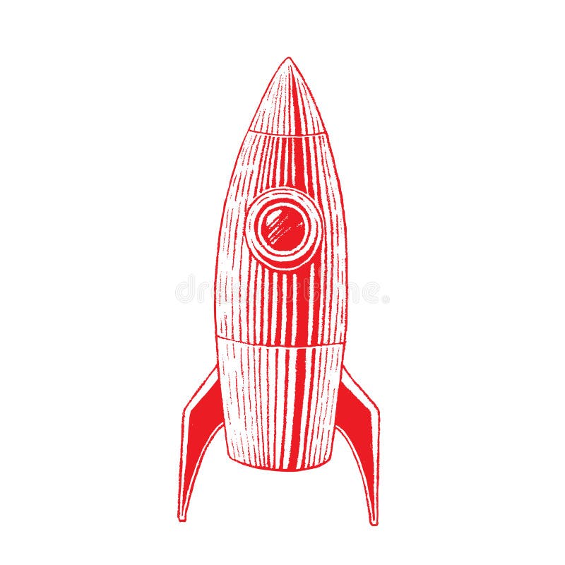 Schizzo Vectorized Rosso Dell'inchiostro Di Rocket Illustration ...