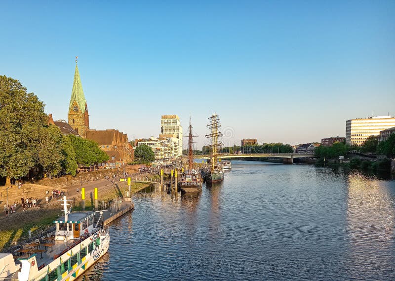 The Schlachte Promenade in Bremen, Germany Stock Image - Image of river ...