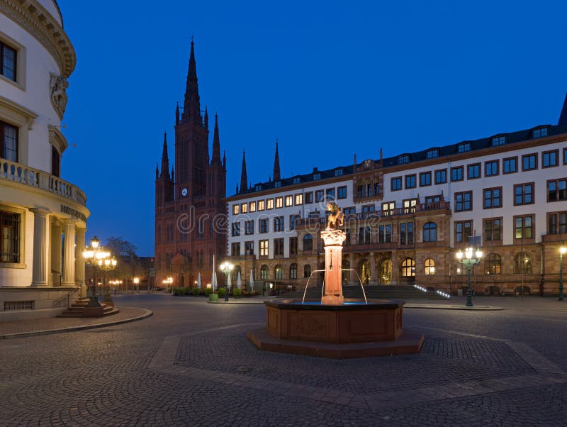 Wiesbaden Marktkirche and Prince Stock Image - Image of spire ...