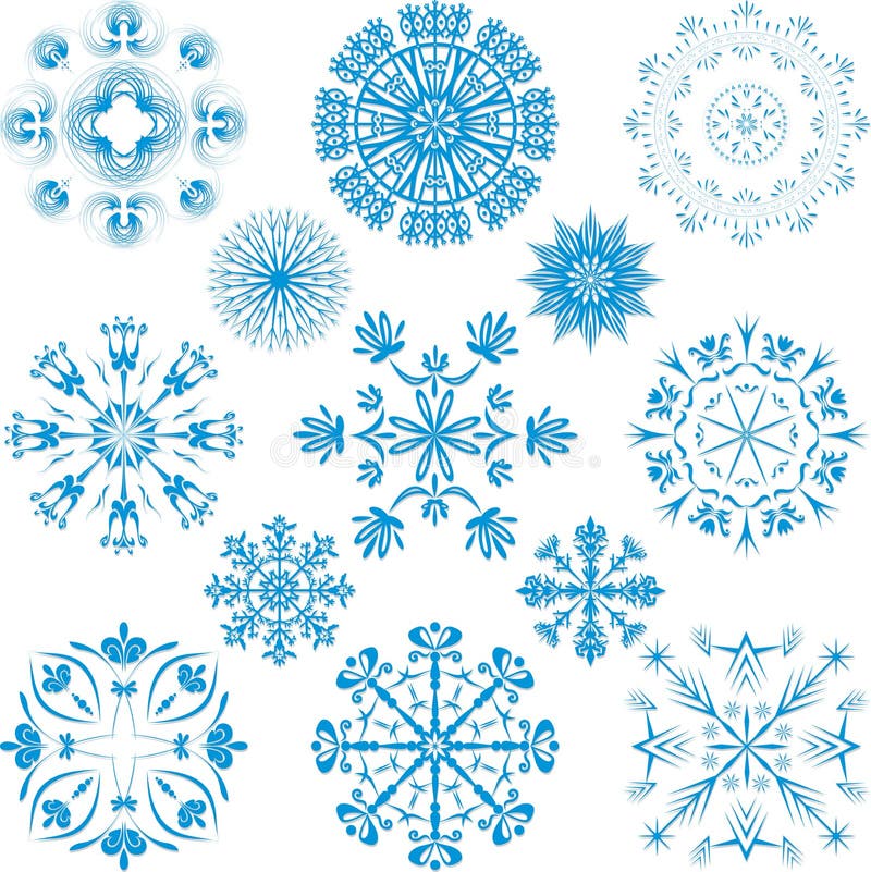 Set Verschiedener Handgezeichneter Schneeflocken Vektor Abbildung ...