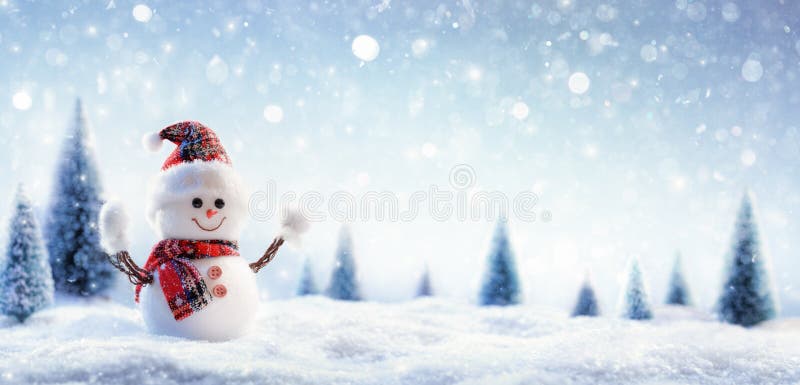 Schneemann in Der Winterlichen Landschaft Stockfoto - Bild von himmel ...