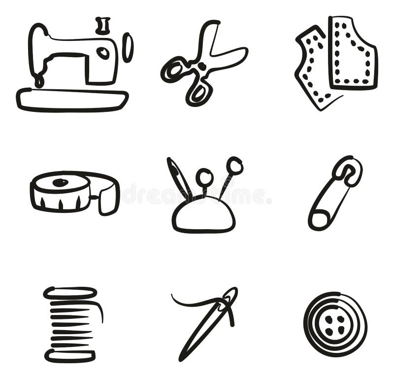Schneider Shop Icons Freehand Vektor Abbildung - Illustration von ...