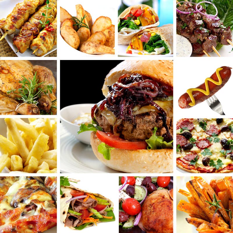 Schnellimbiss-Collage stockbild. Bild von gekocht, küche - 20086351